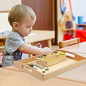 Montessori Wooden Trays with Handles, 3 Pack Small Medium Big Quality Wood Tray for Toddlers and Kids Montessori Activities, Trays to Store Toys and Educational Aids at Home Kindergarten (Beech)