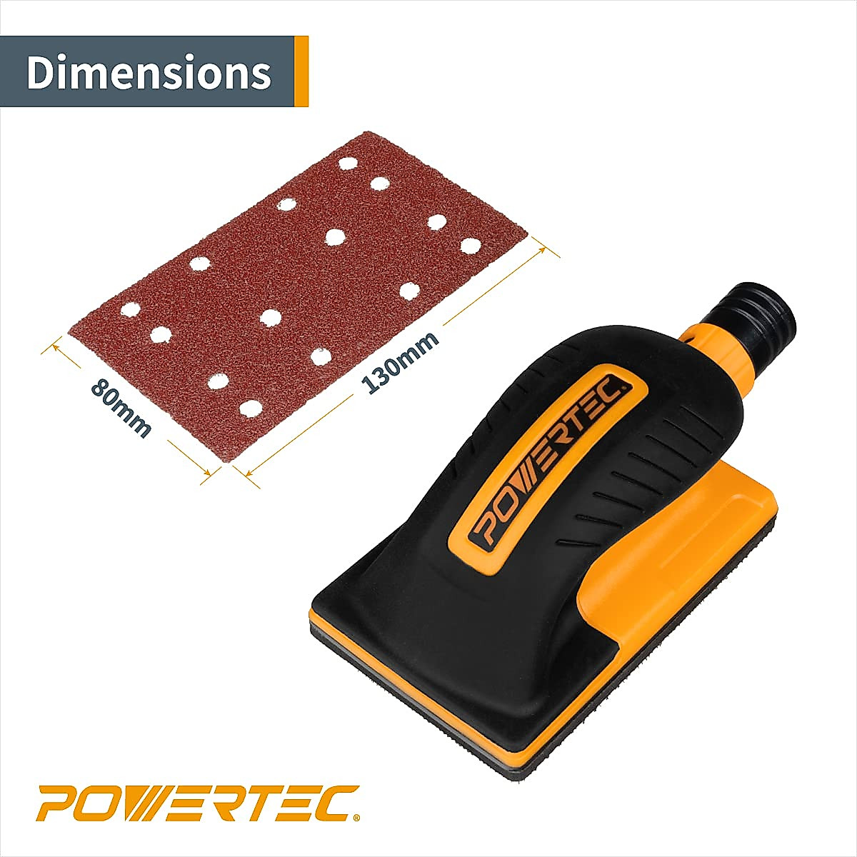 POWERTEC 71743 Dust Collection Hose Attachment and Hand Sander Block Kit w/Ultra Flex Vacuum Adapters, Assorted Grit Oxide Sander Pads