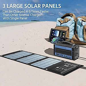 Solar Charger 30W Solar Panel QC3.0 USB and 1DC(18V1.66A) Ports Foldable Panel Has High Conversion Rate Portable Solar Phone Charger Compatible with USB Devices and DC Devices(Black)