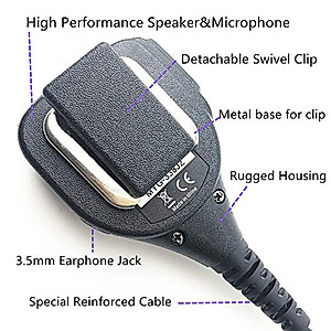 Radtel Heavy Duty Speaker Mic Microphone Compatible with BaoFeng Waterproof Radio UV-9R (or Plus) BF-A58 BF-9700 GT-3WP…