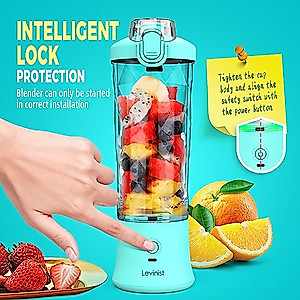 20oz Portable Blender, 5000mAh Rechargeable Personal Blender For Shakes and Smoothie, 6 Stainless Steel Blades USB and BPA-Free Mini Portable Blender for Fresh Juicer Kitchen/Gym/Travel/Office