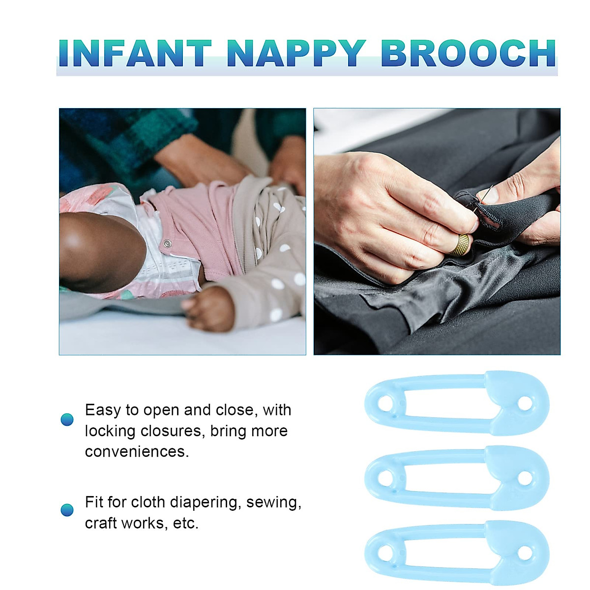 TOYANDONA 36pcs Safety Pin Plastic Safety Holder Clips Sewing Kits for Adults Basic Baby Pin for Clothes Alfileres De Costura Diaper Safety Clips Brooches for Women Miss Girl Label Resin