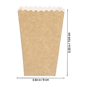 BESTOYARD 50pcs Popcorn Box Kraft Paper Popcorn Holder Classic Open-top Popcorn Boxes Reusable Oil-Proof Snack Containers for Movie Theater Wedding Birthday Parties (9x9x13cm)