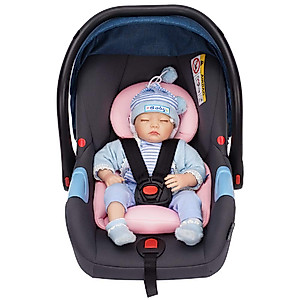 COOLBEBE New 2-in-1 Head & Body Supports for Baby Newborn Infants - Extra Soft Stroller Cushion Pads Car Seat Insert, Prefect for All Seasons, Pink