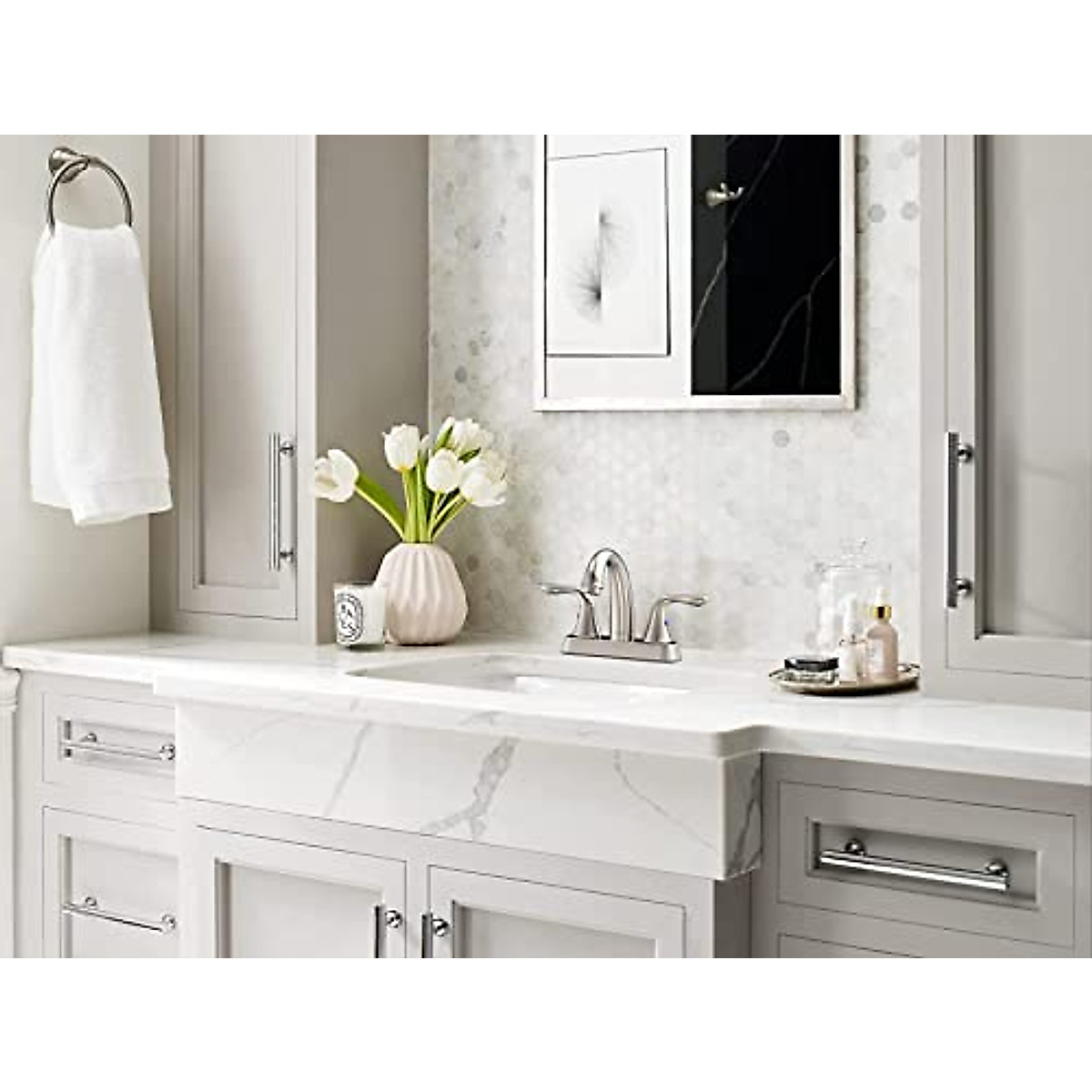 Vetta Bathroom Faucets - 2 Handle 3 Hole Centerset Brushed Nickel RV Bathroom Sink Faucet (Nickel)