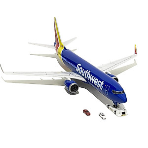 1:100 Scale Large Airplane Model Southwest Airlines 737 Plane Model with LED Light Gift for Business/Birthday/Christmas Diecast Alloy Airplanes for Gift and Collection
