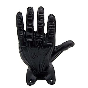 Rustic Weathered Single Black Cast Iron Left Hand Wall Hooks, Unique Home Décor, 6 Inches
