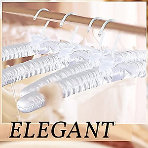 36 Pcs White Satin Padded Hanger Heavy Duty Clothes Hangers Decorative Foam Hangers for Clothing No Shoulder Bump Fabric Bride Hanger for Wedding Women Girls Closet Dress Blouse