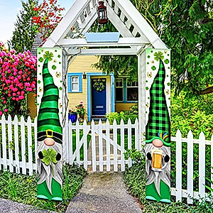2 Pieces St. Patrick's Day Banner Decorations Green Irish Gnome Welcome Banners Irish Shamrock Gnomes Porch Signs for St. Patrick's Day Party Home Decorations Party Supplies (Gnome)