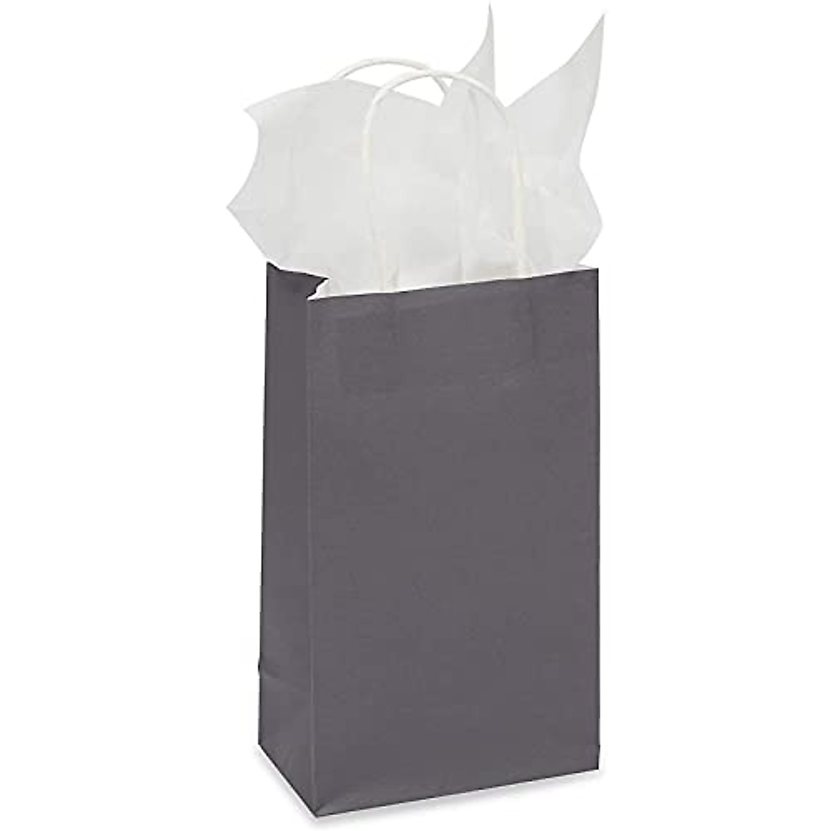 Sparkle and Bash Grey Gift Bags with Handles, Small Size (5 x 9 x 3 in, 25 Pack)