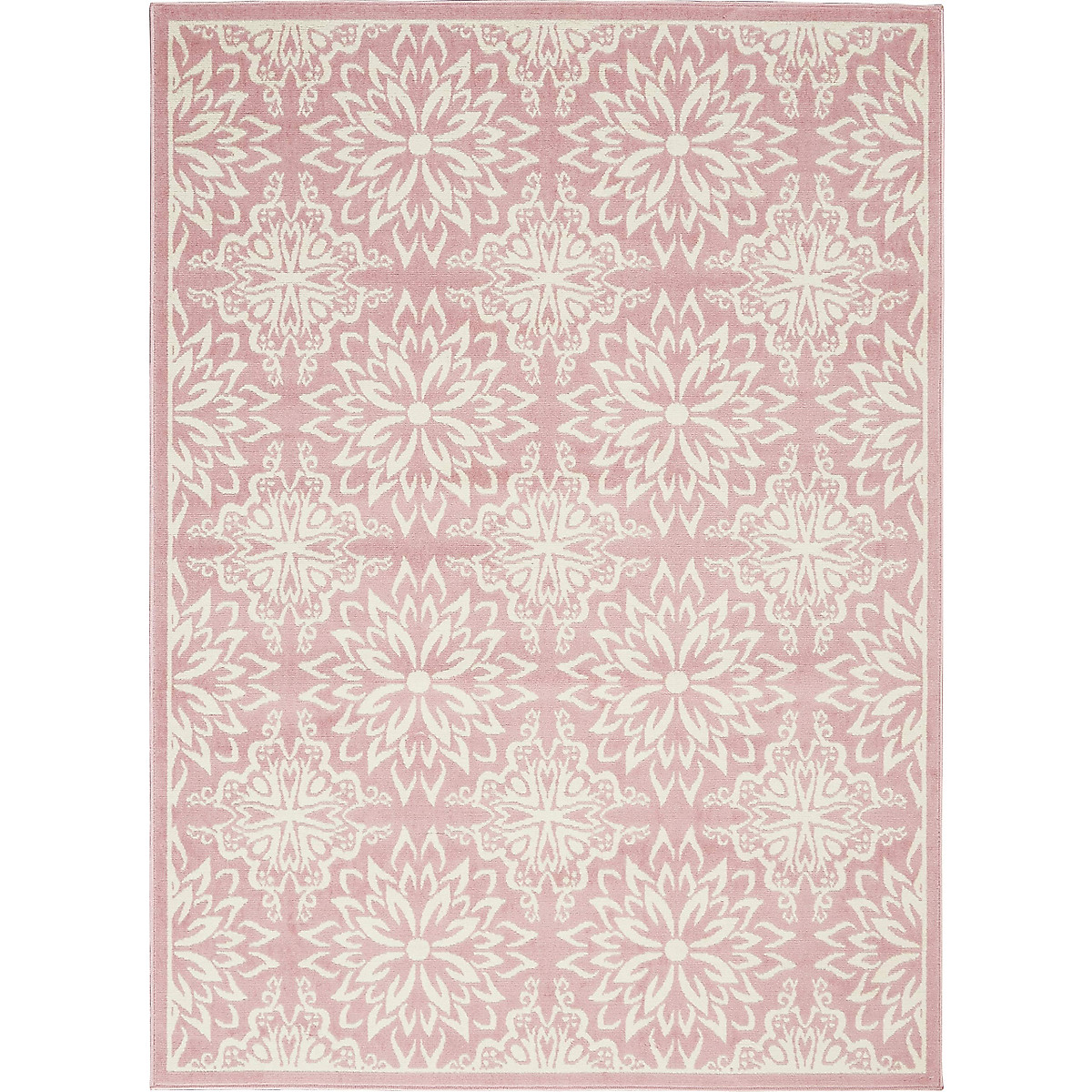 Nourison Jubilant Floral Ivory/Pink 5'3'' x 7'3'' Area--Rug, Easy--Cleaning, Non Shedding, Bed Room, Living Room, Dining Room, Kitchen (5x7)