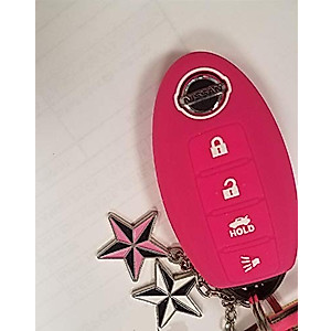 KAWIHEN Silicone Keyless Entry Smart Remote Key Fob Cover Compatible with for Nissan 350Z 370Z Altima Armada GT-R Leaf Pathfinder Rogue Sentra Maxima Murano Versa CWTWB1U840 285E3-3SG0D (rose red)