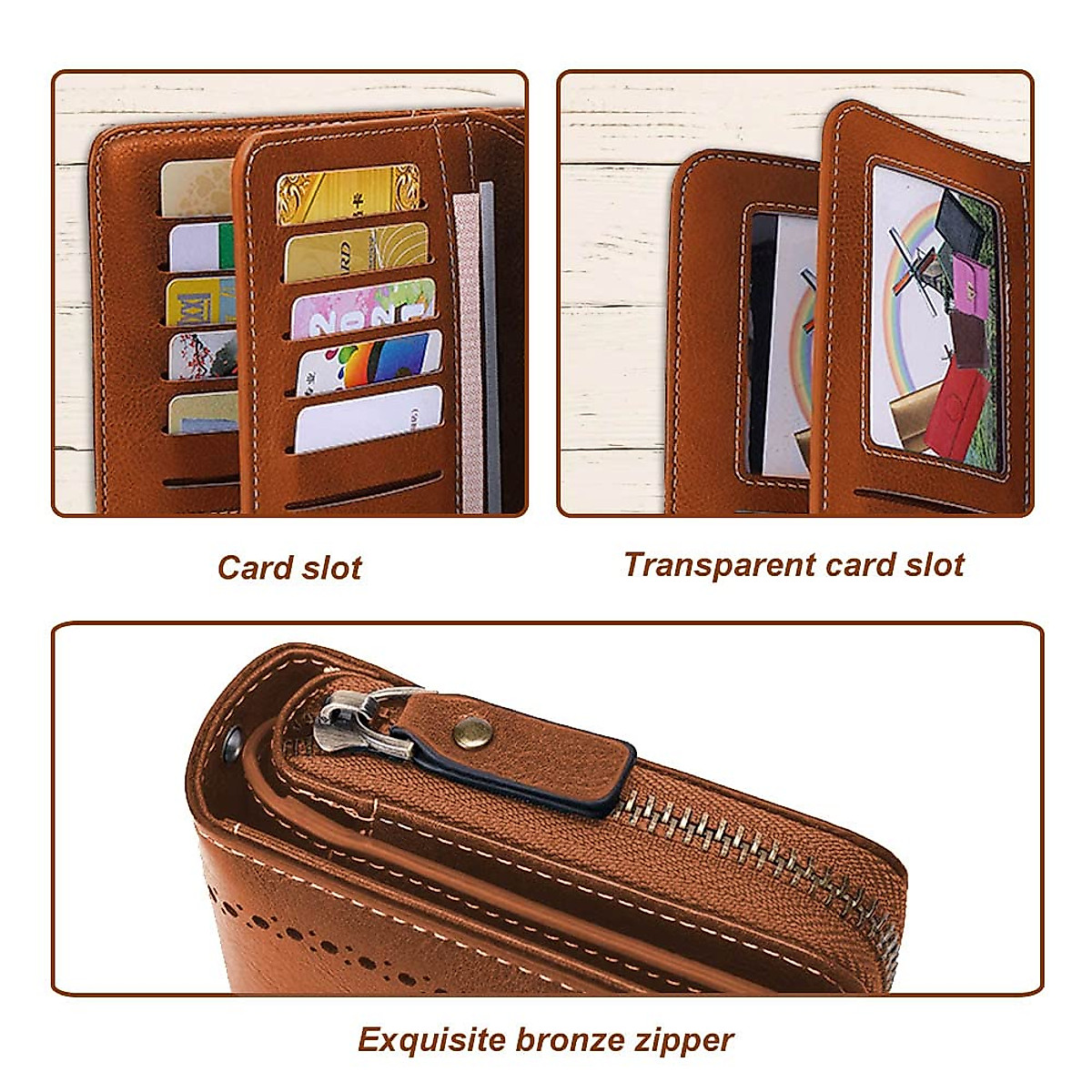 Chihutown Large Capacity RFID Blocking Leather Wallets, Women's Luxury Clutch, Credit Card Organizer with Wristlet