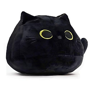 Yoruii 16" Black Cat Plush Toy, Cute Stuffed Animal Pillow, Creative Gift for Valentines & Birthdays