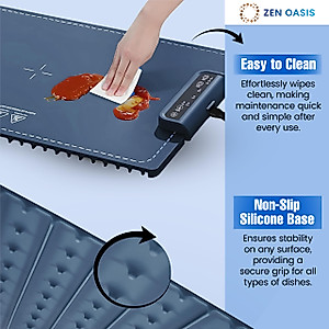 Electric Food Warming Mat 24 x 15 with Adjustable Temperature Controls – Foldable Tray with Non-Slip Surface - Best for Buffet, Family Meals, & Parties – Keeps Food Warm for Hours By ZenOasis