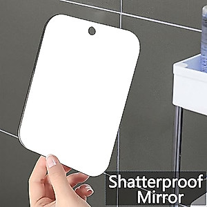 Shatterproof shower mirror fogless for shaving mirror (Larger,11"x8") Small Wall Hanging Camp Vanity Mirror,Unbreakable Plexiglass Makeup travel camping mirrors,men fog free handheld,Outdoor Showers