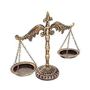 Owlgift Vintage Style Metal Libra Jewelry Display, Scale Tray Cosmetic Organizer, Jewelry Storage, Unique Centerpiece Stand – Bronze
