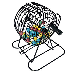 Yuanhe Deluxe Bingo Games Set - Metal Cage with Calling Board,50 Bingo Cards,300 Colorful Bingo Chips,75 Colored Balls, Great for Adults Kids Large Groups,Parties Events Family Game Nights