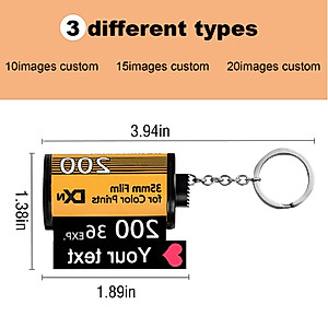 MOUZYLCASE Personalized Camera Film Roll Keychain with Pictures Custom Film Roll Keychain for Birthday Father's Day Mother's Day