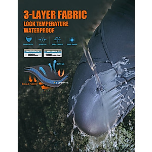 Stlight Mens Snow Ski Water Repellent Softshell Pants for Winter Hiking Fleece Lined Bottom Leg Zipper with 6 Zip Pockets(Black 34W/30L)