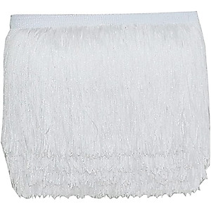 Mangocore 10Yard/Lot 15CM Long Lace Trim Color Polyester Tassel Fringe Trimming for DIY Latin Dress Stage Clothes Accessories (Royel Blue) (White)