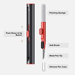 Cleaner Kit for Airpods Pro 1 2 3 Multi-Function Cleaning Pen with Soft Brush Flocking Sponge for Bluetooth Earphones Case Cleaning Tools Black