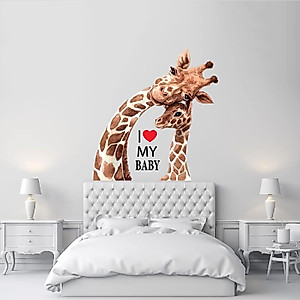 Animal Wall Stickers,Giraffe Wall Decals,Peel and Stick Removable Wall Decor DIY Art Mural Decoration,Jungle Wallpaper for Kids Baby Nursery Kindergarten Boys Girls Bedroom Living Room