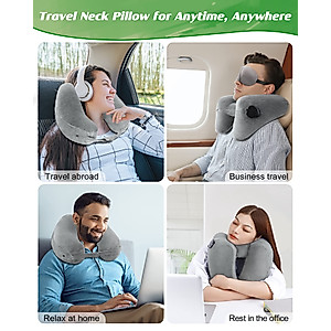JefDiee Relax in Style with Travel Pillow for Neck, Chin and Head Support with Washable Velour Cover and Sleep Accessories Set, t2