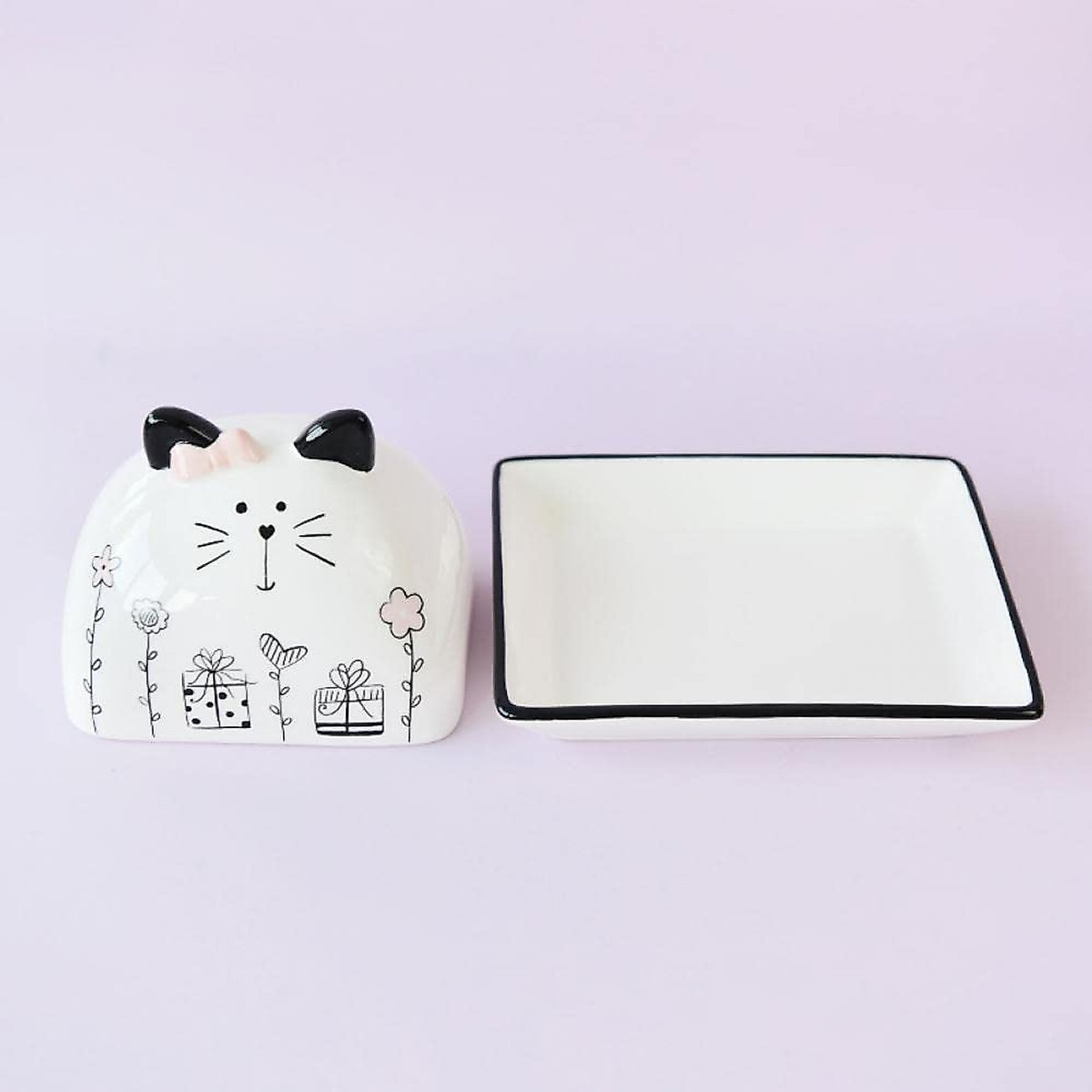 Gaolinci Cute Cat Butter Dish with Lid