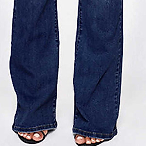 Women's Vintage Classic Flared Jeans Retro Button Up Bell Bottom Denim Pants High Waist Boot Cut Jean Trousers (Dark Blue,Medium)