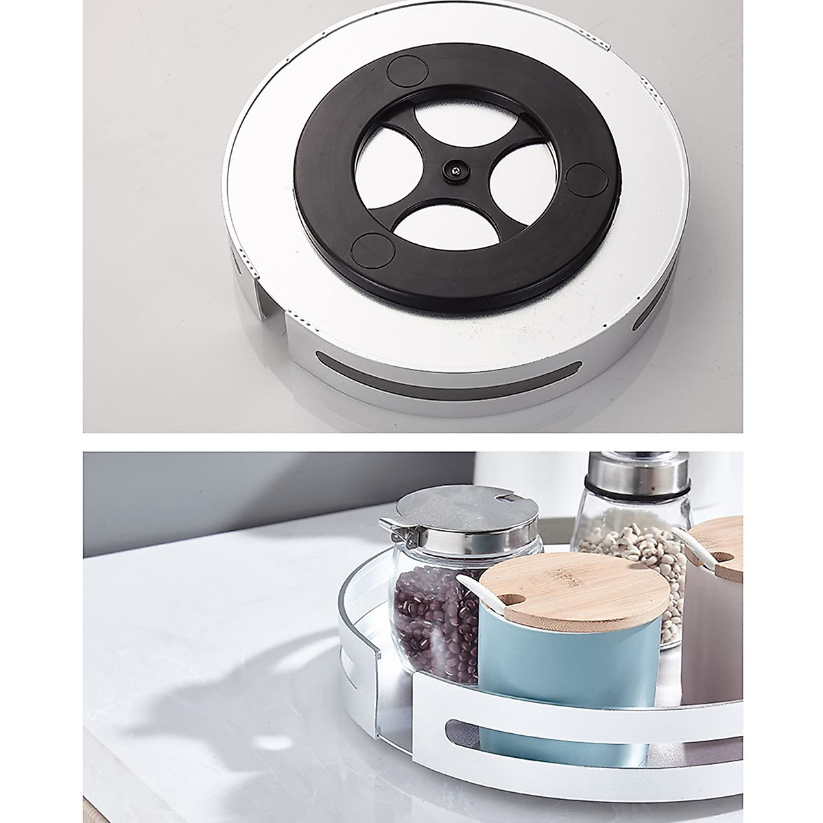 Lazy Susan Turntable for Cabinet 20 cm / 8 in - 25 cm / 10 in Space Aluminum Material Widened and Thickened 360° Rotating and Fetching is Convenient and Fast