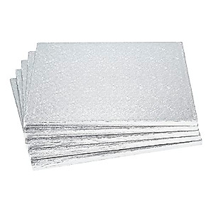 DecoPac Square Cake Drum, Foil Covered Cake Drum, Sturdy Half Inch Thick, Pack of 5, Silver - 14 Inch