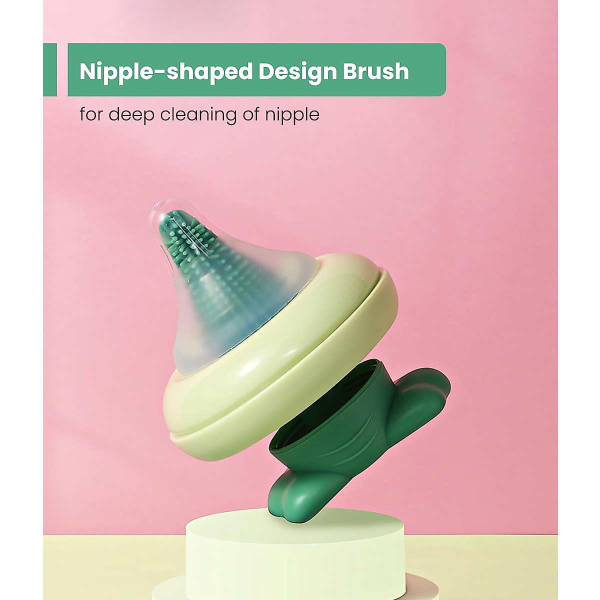 Ariseno 5-in-1 Baby Bottle Brush Set, Bottle Brush for Baby, Baby Bottle Scrubber, Including Silicone & Nylon Bottle Brush, Bottle Cap Brush, Straw Brush, Nipple Brush, BPA-Free (Red)