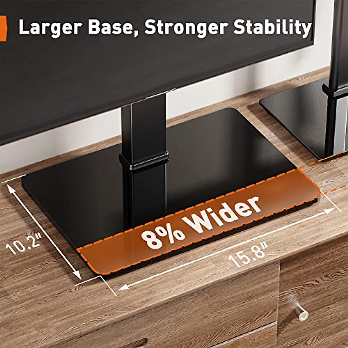 Perlegear Universal Swivel TV Stand for 32–60 Inch LCD/LED/OLED TVs up to 88 lbs, Tabletop TV Mount Stand with Tempered Glass Base, Height Adjustable TV Base with Tilt, Max VESA 400x400mm