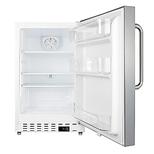 Summit Appliance ALR46WSSTB 20" Wide Built-In All-Refrigerator, ADA Compliant, 3.53 cu.ft Capacity, Adjustable Thermostat, Removable Door Racks, Automatic Defrost, Temperature & Open Door Alarms