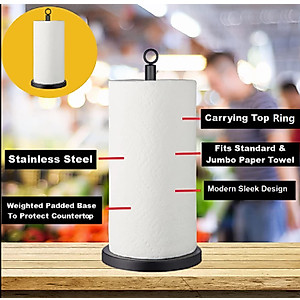 Steelware Central Paper Towel Holder Stainless Steel (Matte Black)