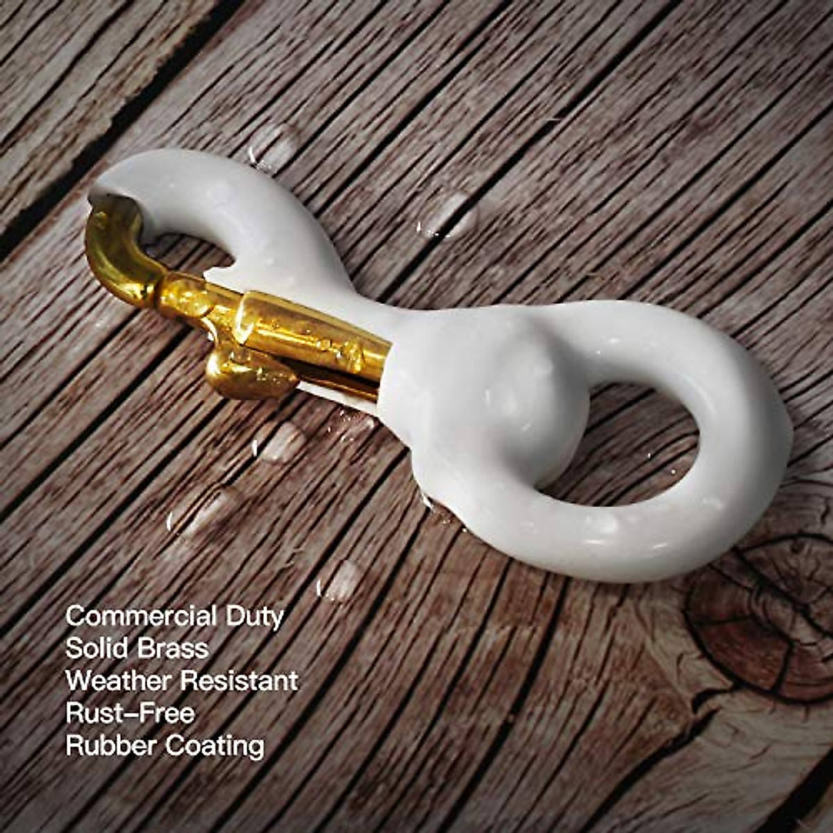 Anley Flag Accessory - 1 Pair White Rubber Coated Brass Swivel Snap Hook - Heavy Duty Flag Pole Halyard Rope Attachment Clip - For Tough Weather Conditions - 3.3 Inch - Two Hook Per Pack