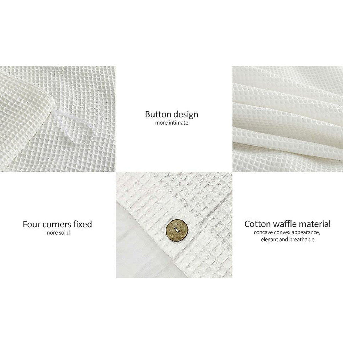 ZJZC Art 100% Cotton Waffle Weave Duvet Cover Set,Luxury Bedding Set 3 Pieces, Super Soft,Easy Care,Simple Style,for All Season, with Buttons Closure and Zipper (Creamy White, King)