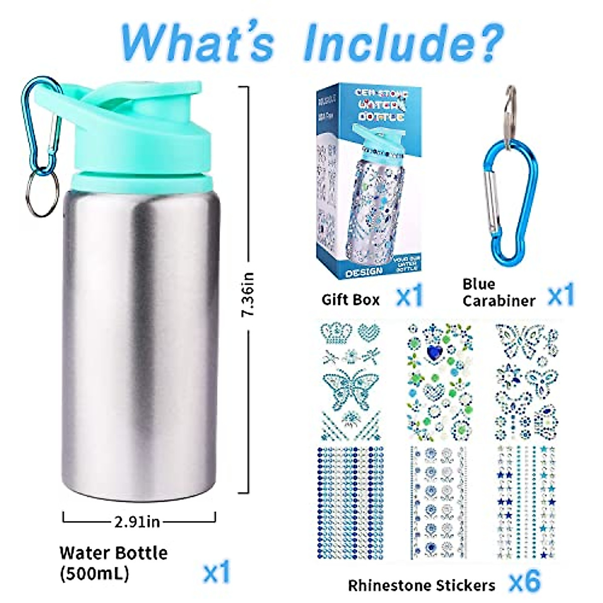 Gift for Girls, Decorate Create Your Own Water Bottle Kits for Girls, Girls DIY Arts and Crafts Kits Supplies Toys for Children Ages 4-6-8-12, Birthday Valentines Gifts for Kids Daughter Gift Ideas