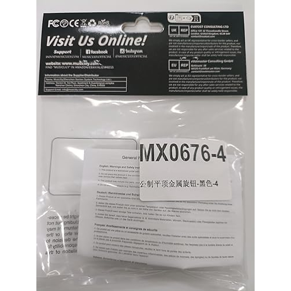 Musiclily Metric 6mm Metal Guitar Flat Top Dome Knobs Volume Tone Control Knobs for Fender Telecaster Tele Electric Guitar Precision Bass, Black(4 Pcs)