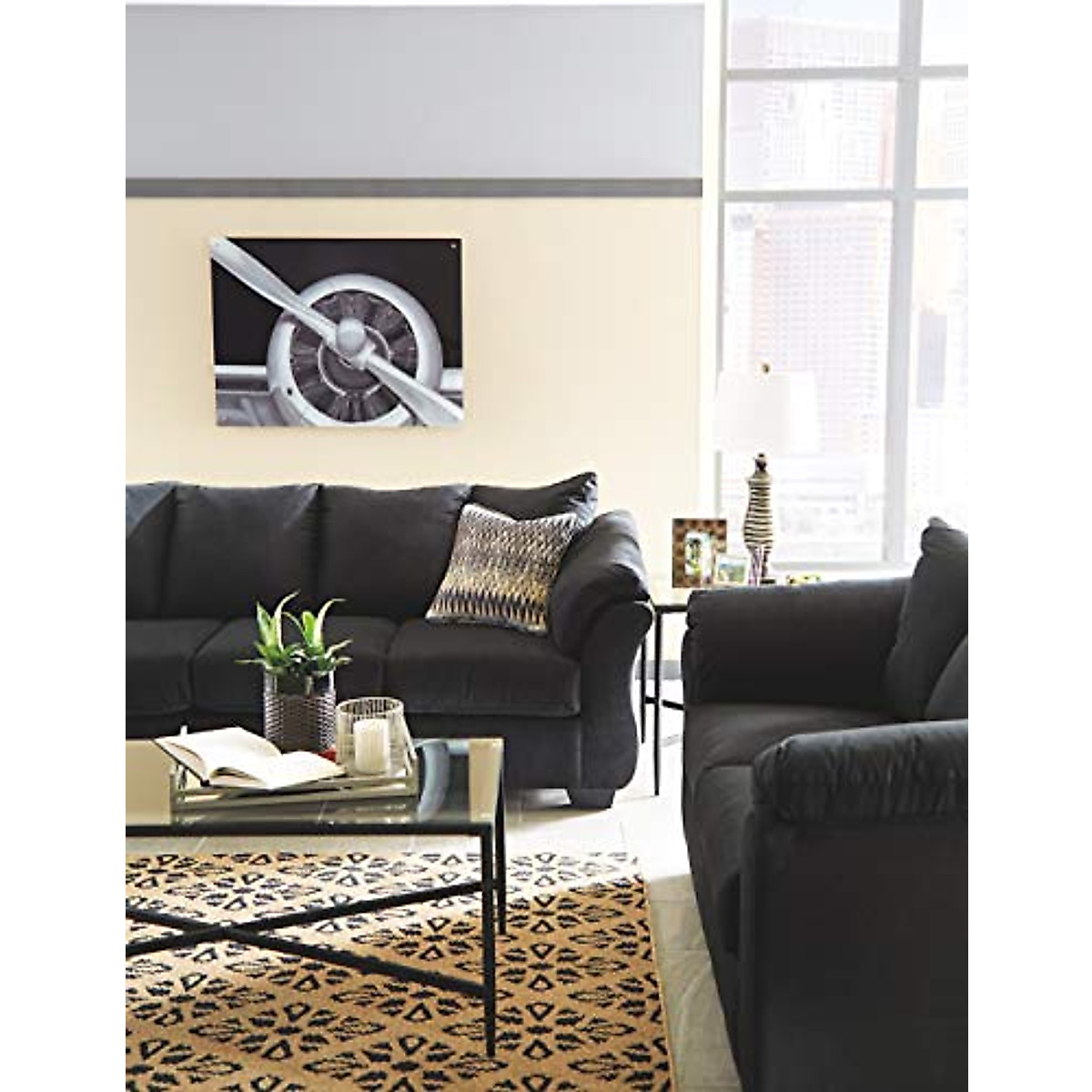 Signature Design by Ashley Darcy Classic Contemporary Sofa, Black