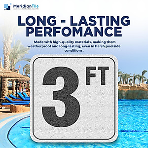 Aquatic Custom Tile, 3FT Pool Depth Markers, 6x6 Inches Vinyl Pool Stickers, Swimming Pool Number Markers, Pool Safety Signage, Adhesive Pool Depth Markers Stickers for Decks, MADE IN USA - (1 Pack)