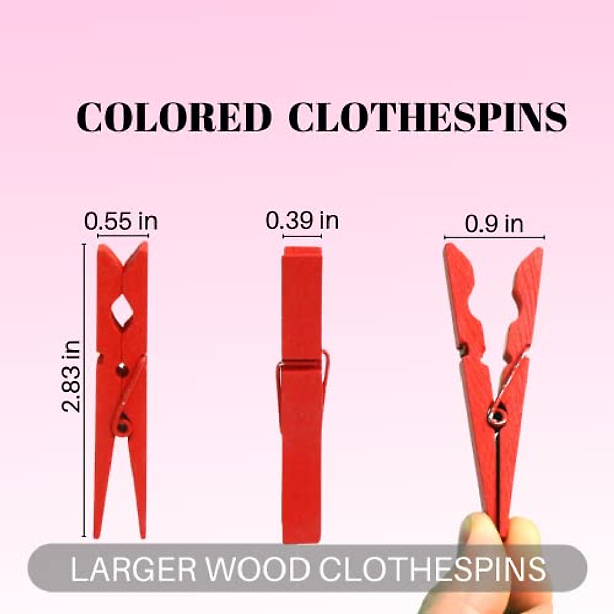 Clothes Pins, Colored Clothespins 50 PCS 2.9" Natural Birchwood Close Pins, Strong Grip, Rainbow Colorful Clothespins, Multi-Purpose Colored Clothes Pins for Crafts, Hanging Clothes, Laundry