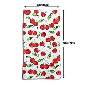 Dujiea Sweet Red Cherry Kitchen Dish Towel Soft Highly Absorbent Hand Towel Home Decorative Multipurpose for Bathroom Hotel Gym and Spa 15 X 27 Inches