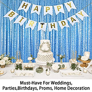 Sequin Curtains 2 Panels Baby Blue 4x10ft Shimmer Sequin Backdrop Curtain Sparkly Photography Background Drapes for Parties Wedding Bridal Showers