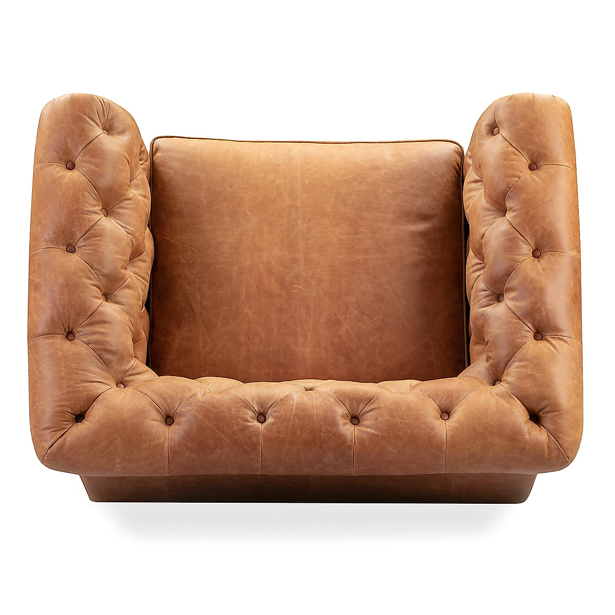 POLY & BARK Lyon Lounge Chair in Full-Grain Pure-Aniline Italian Leather in Cognac Tan