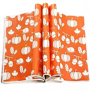 150 Pieces Autumn Wax Paper Sheets Food Wrap Paper Grease Resistant Paper Liners Thanksgiving Theme Waterproof Wrapping Tissue Food Picnic Paper for Home Kitchen(Pumpkin)
