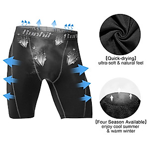 Runhit 3 Pack Sports Compression Shorts Men with Phone Pockets,Spandex Underwear for Men Shorts Running Short Workout Athletic Base Layer