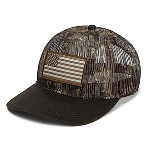 Paramount Outdoors All Mesh Breeze American Flag Cap, Crushable All Mesh, Trucker Hat Rope Cap (Country Wax Visor)