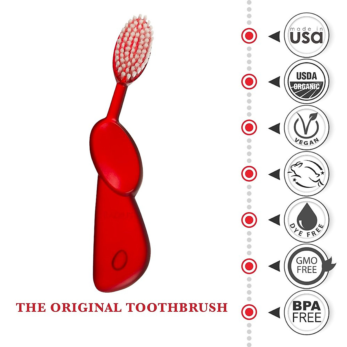 Radius Toothbrush Bundle - 1 Original Left Hand Toothbrush + 1 Travel Case [Colors May Vary]